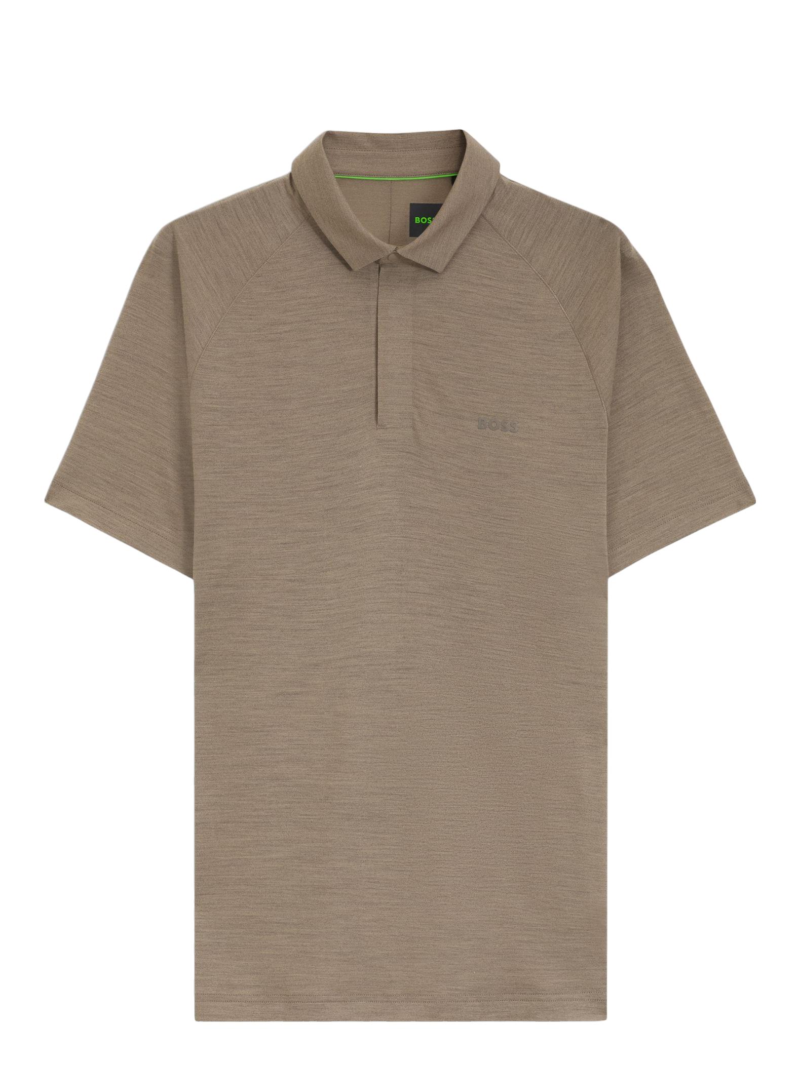 BOSS wool-blend slim-fit polo shirt with concealed placket